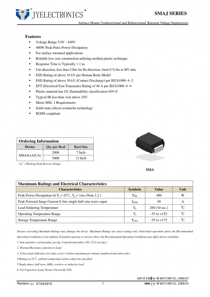 SMAJ26CAX datasheet page 1
