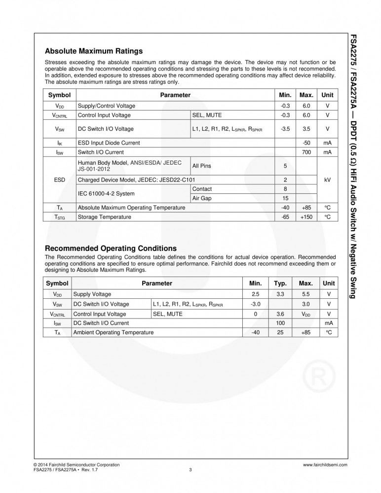 FSA2275AUMX datasheet page 4