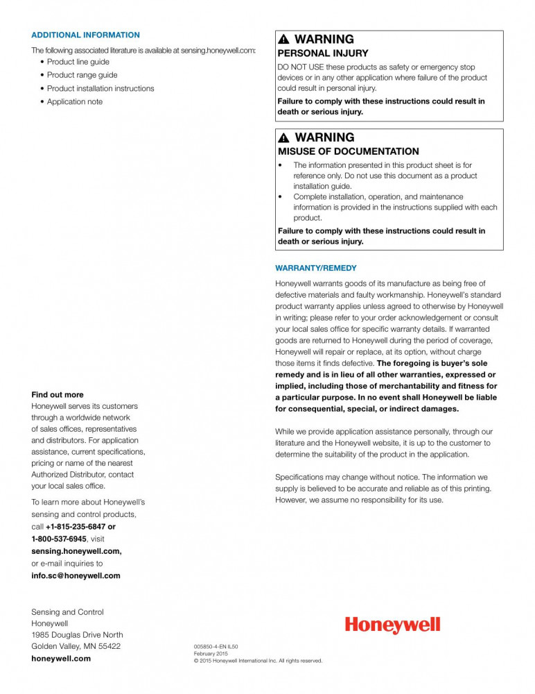 Honeywell SS49E datasheet page 9