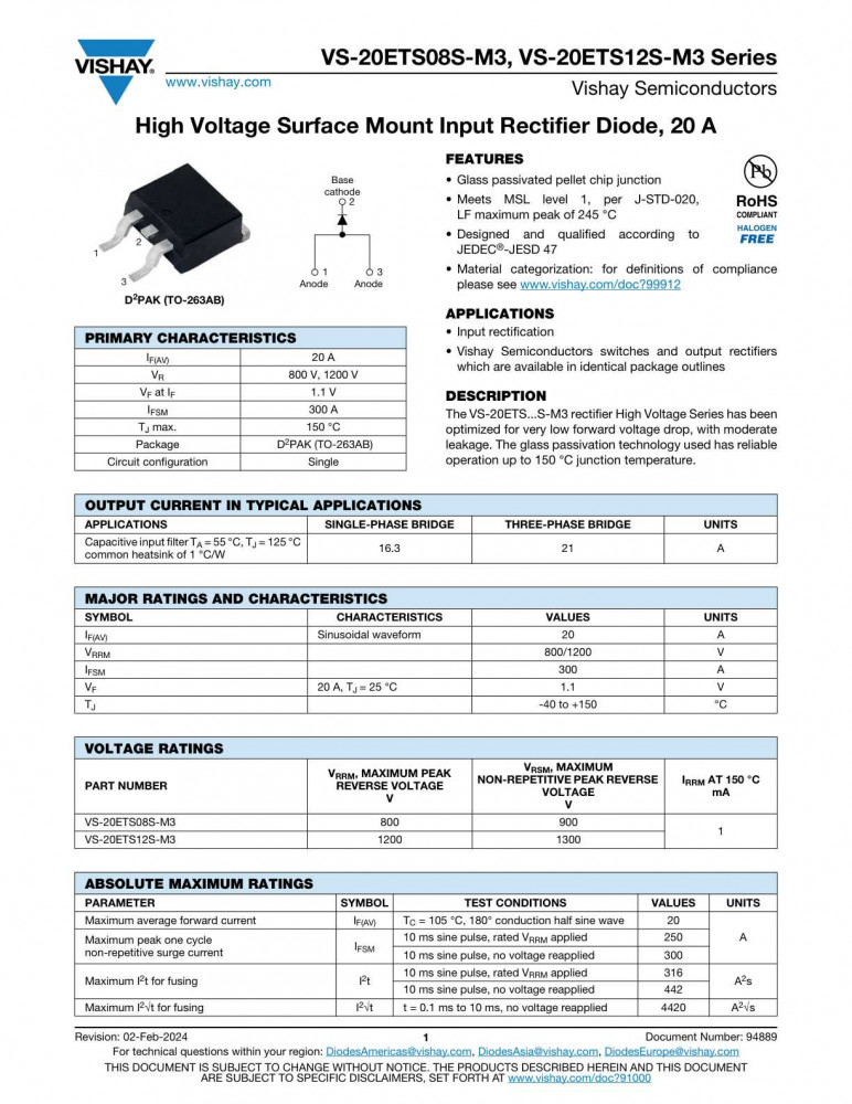VS-20ETS datasheet page 1
