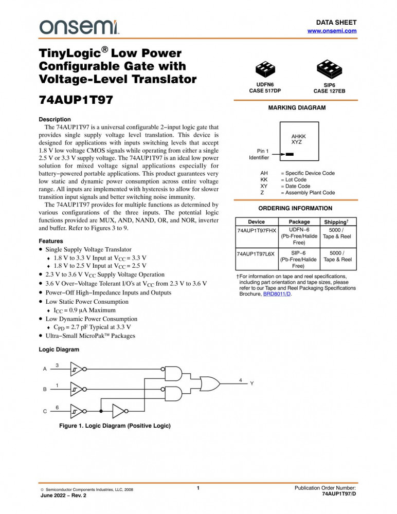 74AUP1T97 datasheet page 1