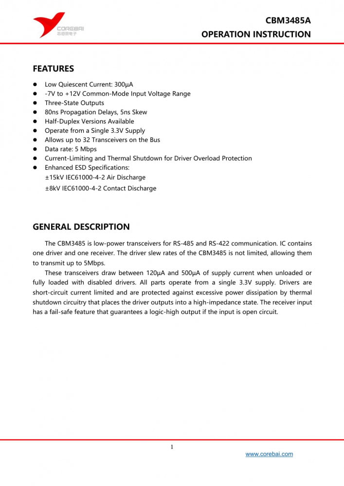 CBM3485AS8 datasheet page 1