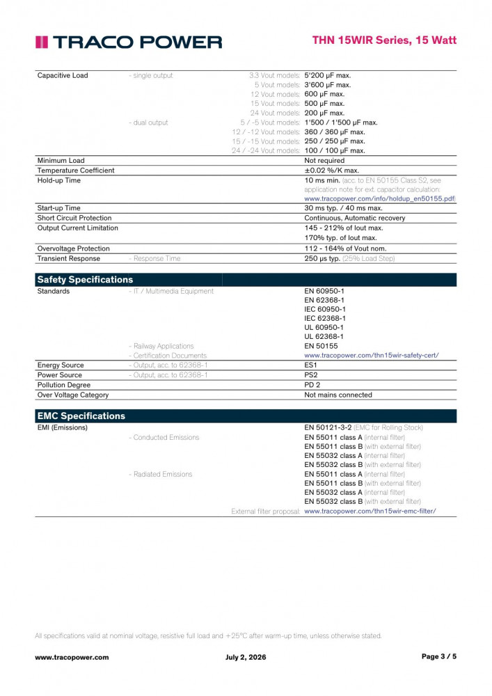 THN 15WIR technical document page 3