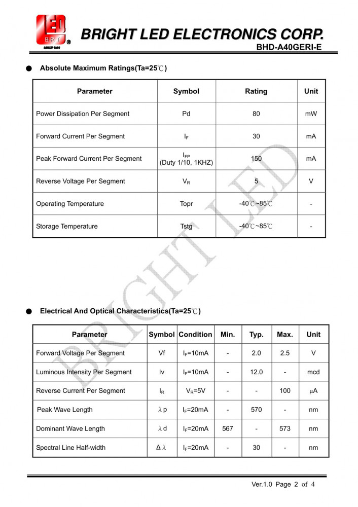 BHD-A40GERI-E technical document page 2