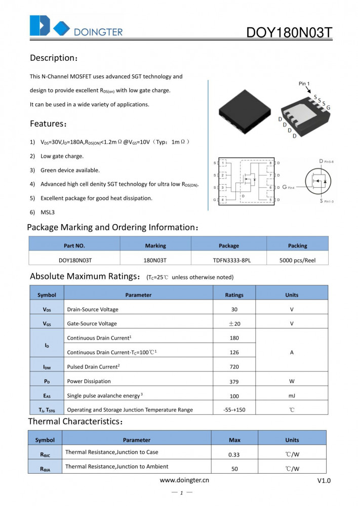 DOY180N03T datasheet page 1