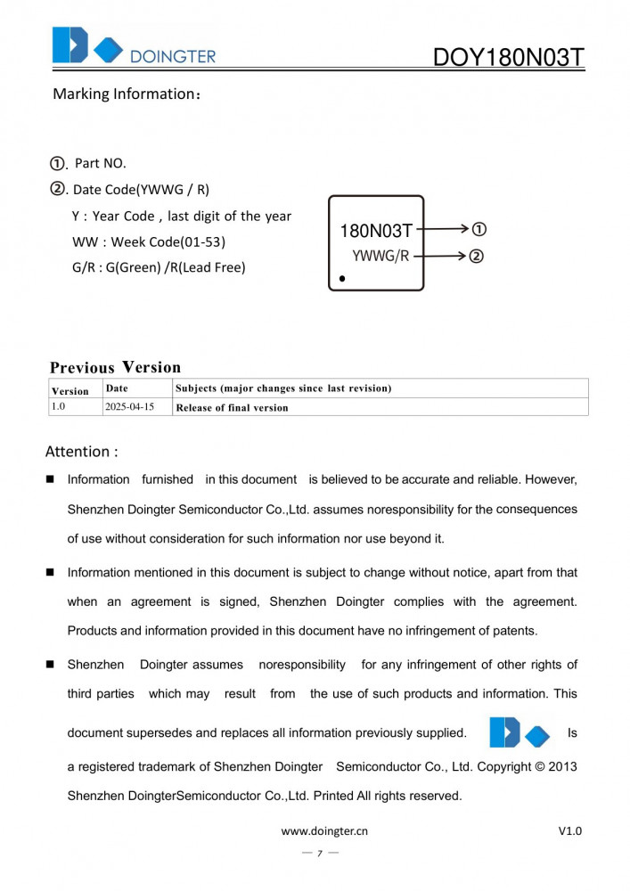 DOY180N03T datasheet page 7