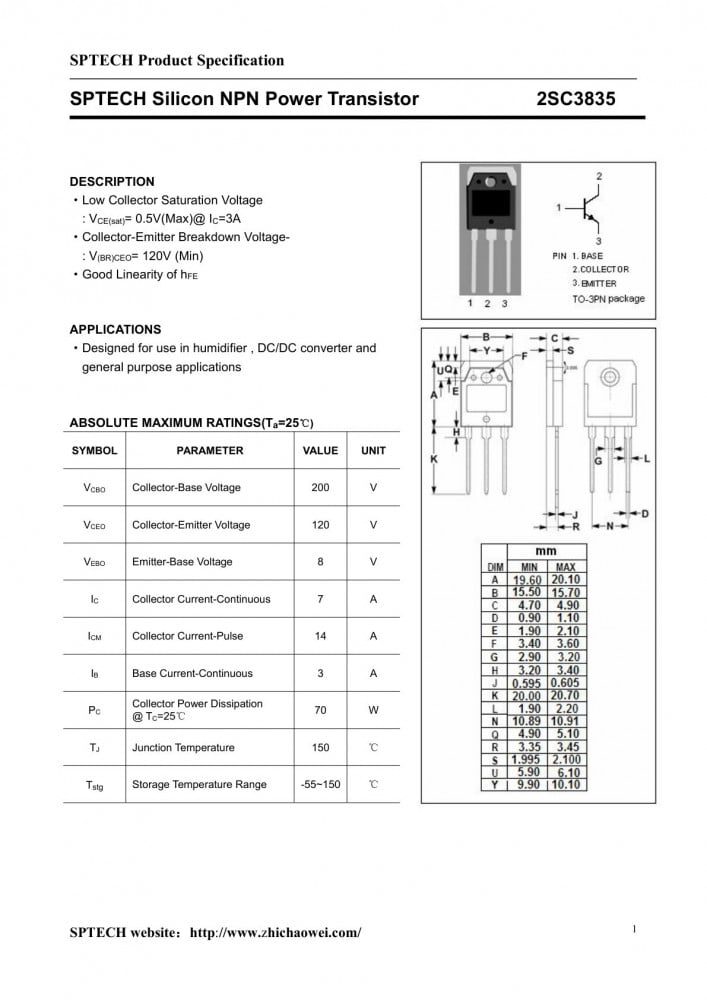 2SC3835 technical document page 1