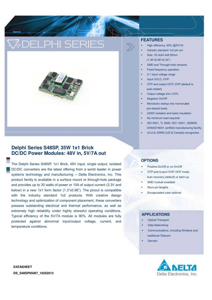 DELTA S48SP05007 datasheet page 1