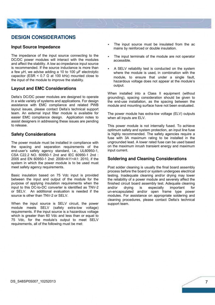 DELTA S48SP05007 datasheet page 7