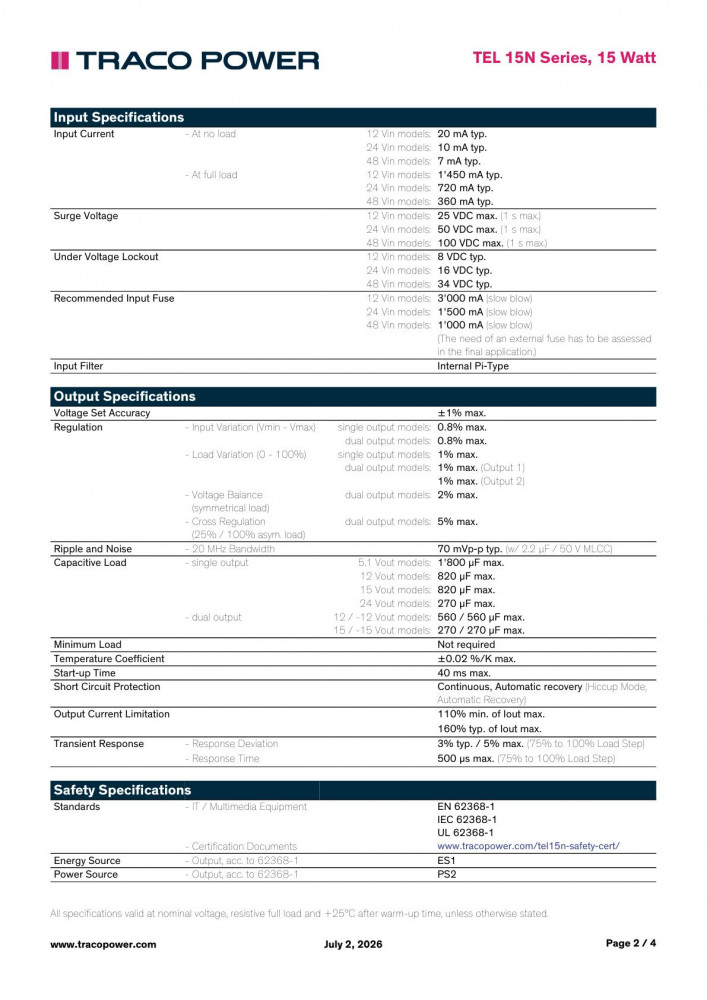 TEL 15N technical document page 2
