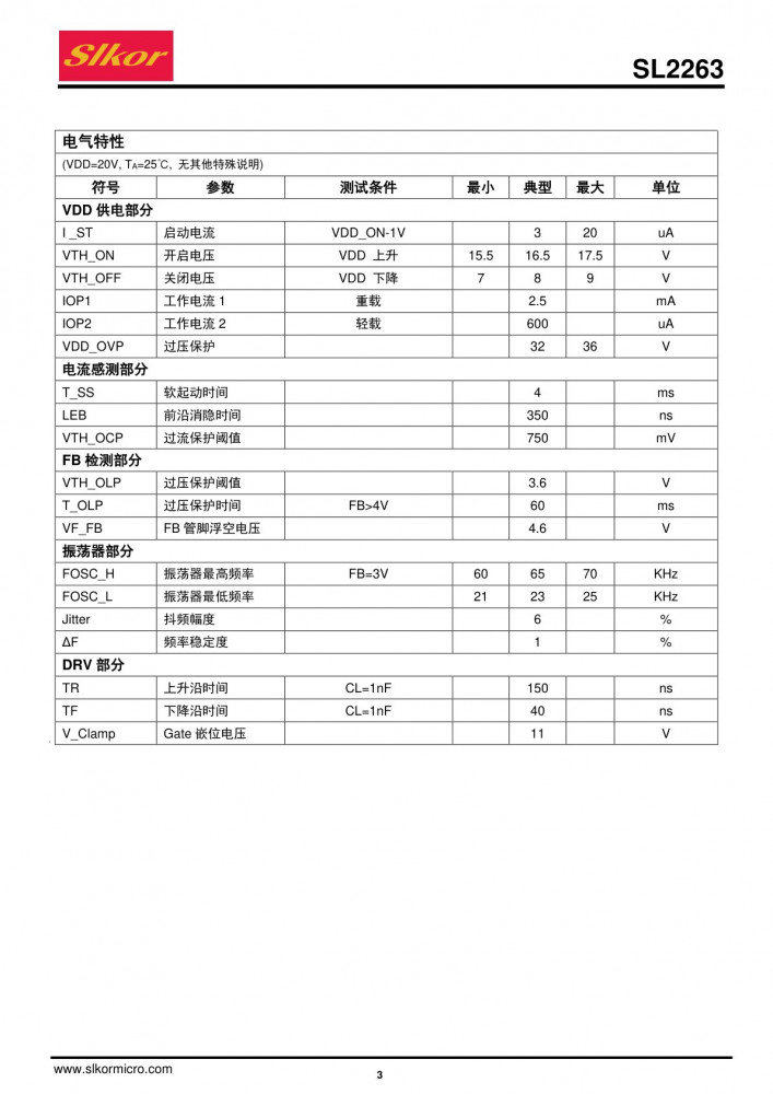 SL2263 datasheet page 3