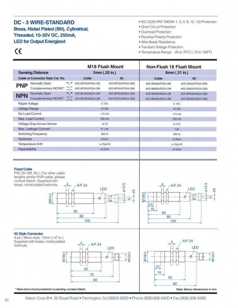 Altech sensor documentation page 8