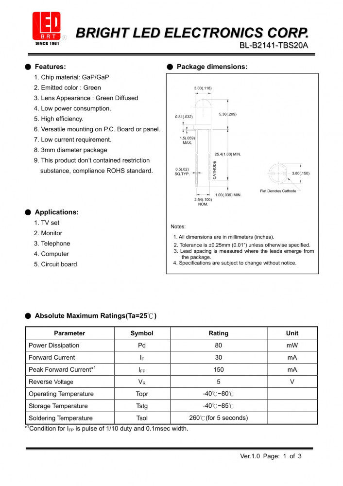 BL-B2141-TBS20A datasheet page 1
