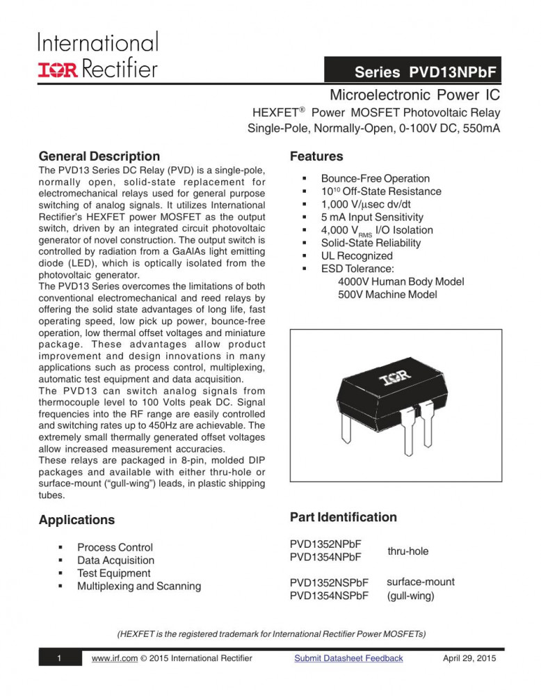 PVD1354NPBF datasheet page 1