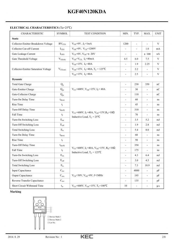 KGF40N120KDA datasheet page 2