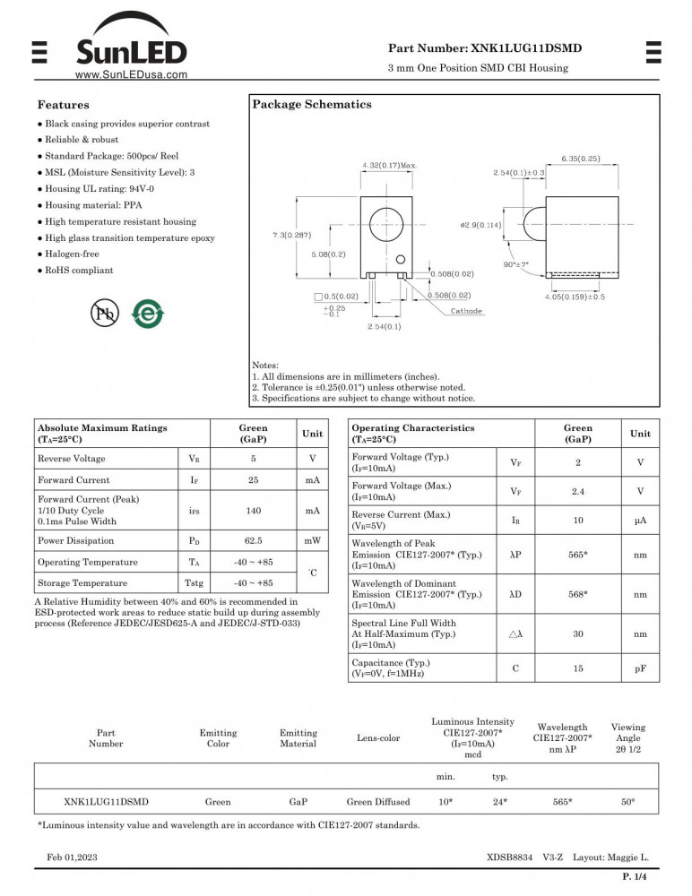 SunLED XNK1Lxx11DSMD datasheet page 1