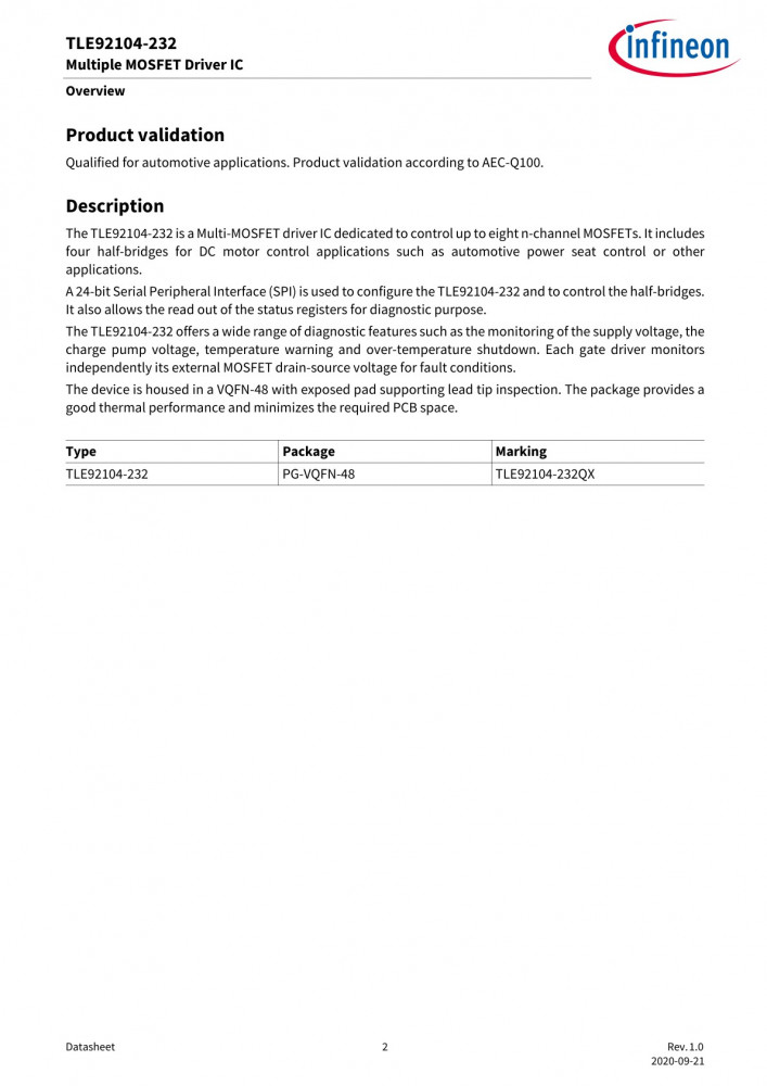 TLE92104-232 datasheet page 2