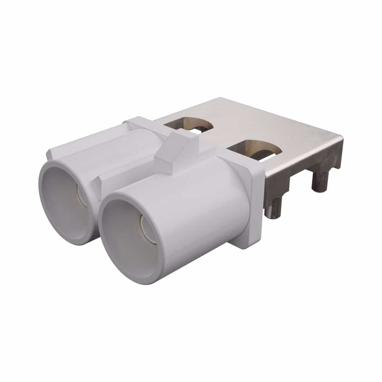 FAKRA Jack, Dual, Right-Angle, PCB Receptacle, End Launch, Die Cast Body, Tin (Sn) Plated, Keying Code B,  Cream White, 50 Ohms for sale