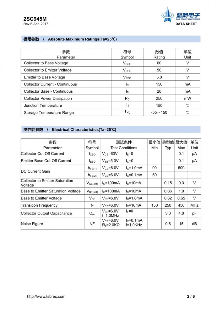 2SC945M-P datasheet page 2