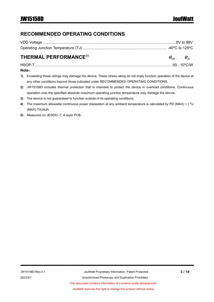 JW15158D datasheet page 3