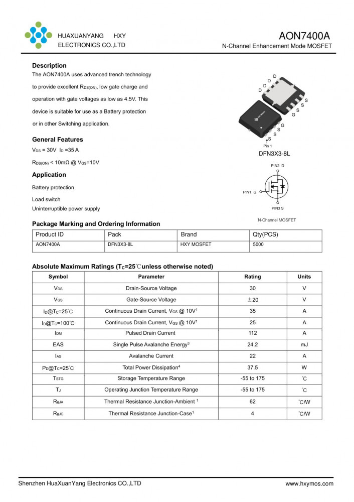 AON7400A-HXY datasheet page 1
