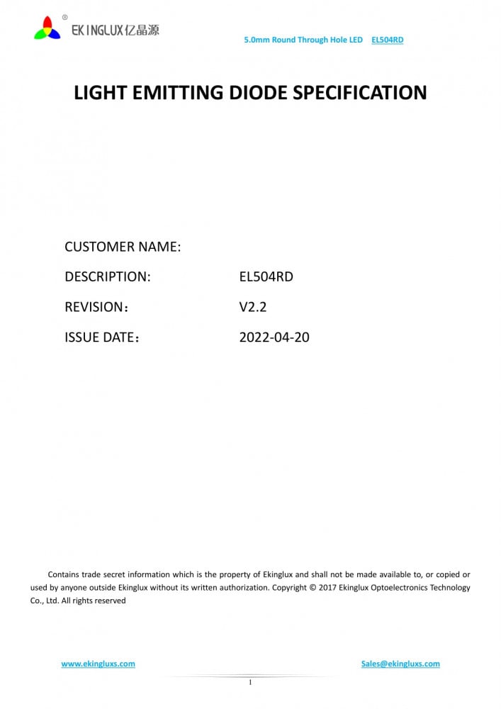 EL504RD datasheet page 1