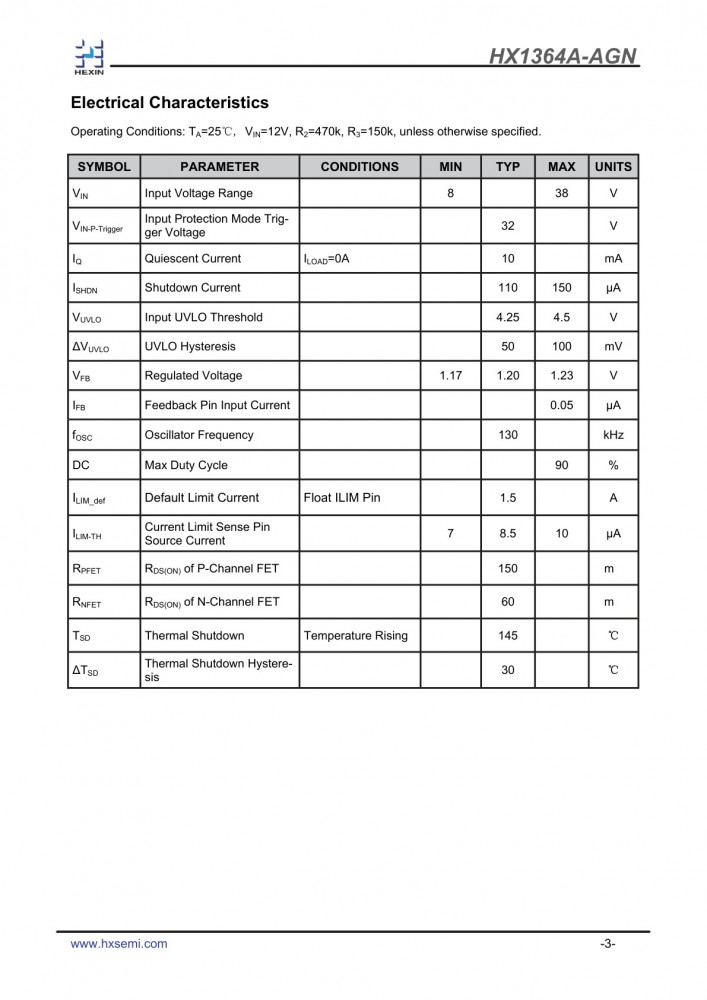 HX1364A-AGN datasheet page 3