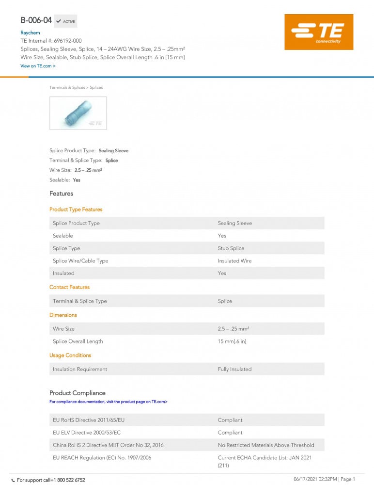 TE Connectivity B-006-04 document page 1