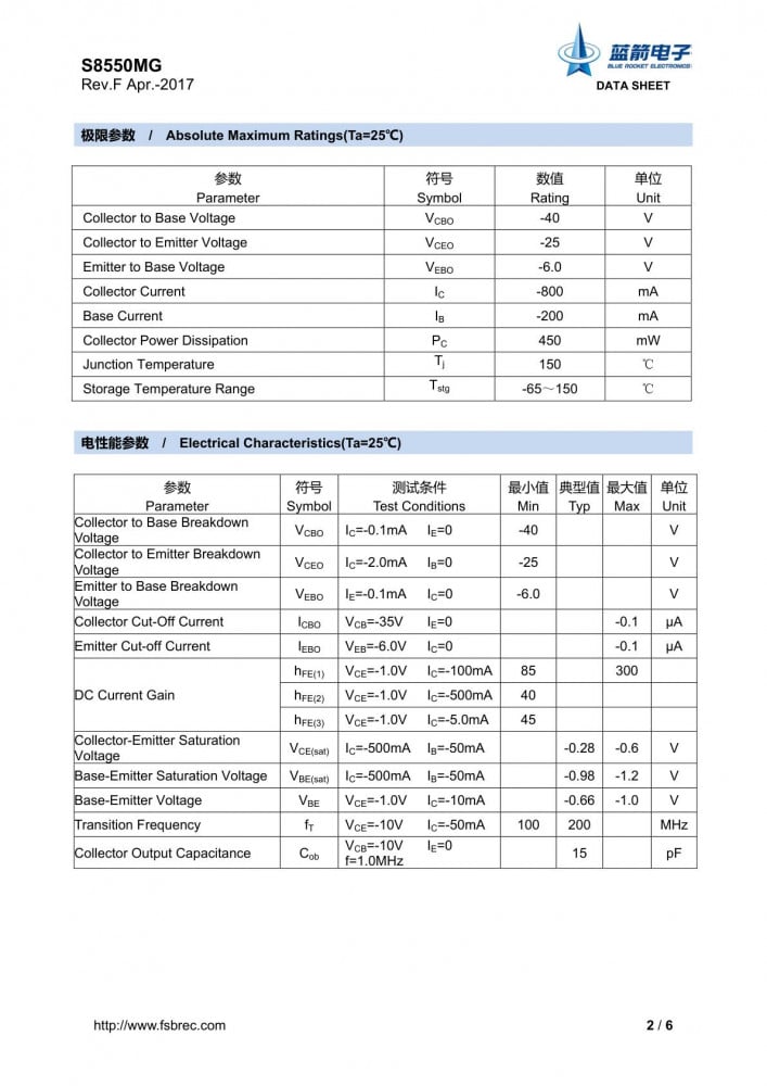 S8550MG-D datasheet page 2