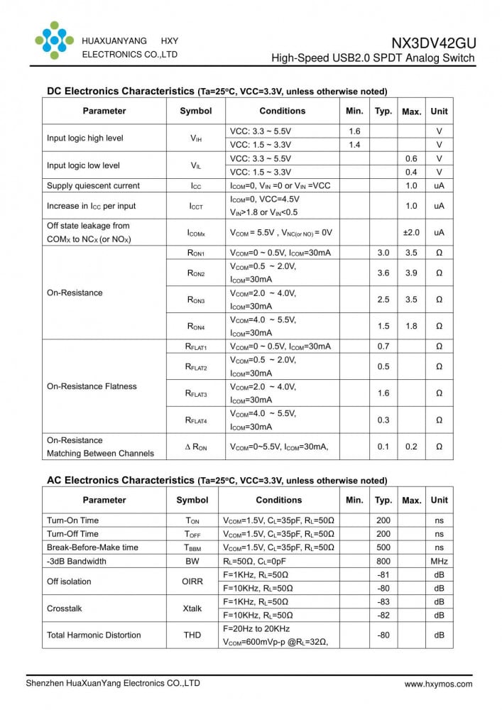 NX3DV42GU datasheet page 4