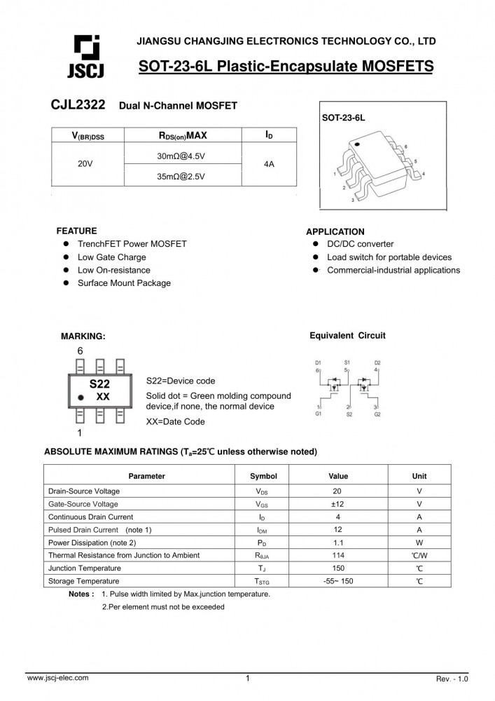 CJL2322 datasheet page 1