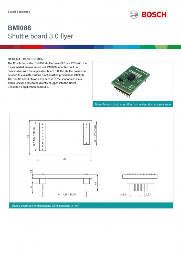 BMI088 Shuttle board 3.0 documentation page 1