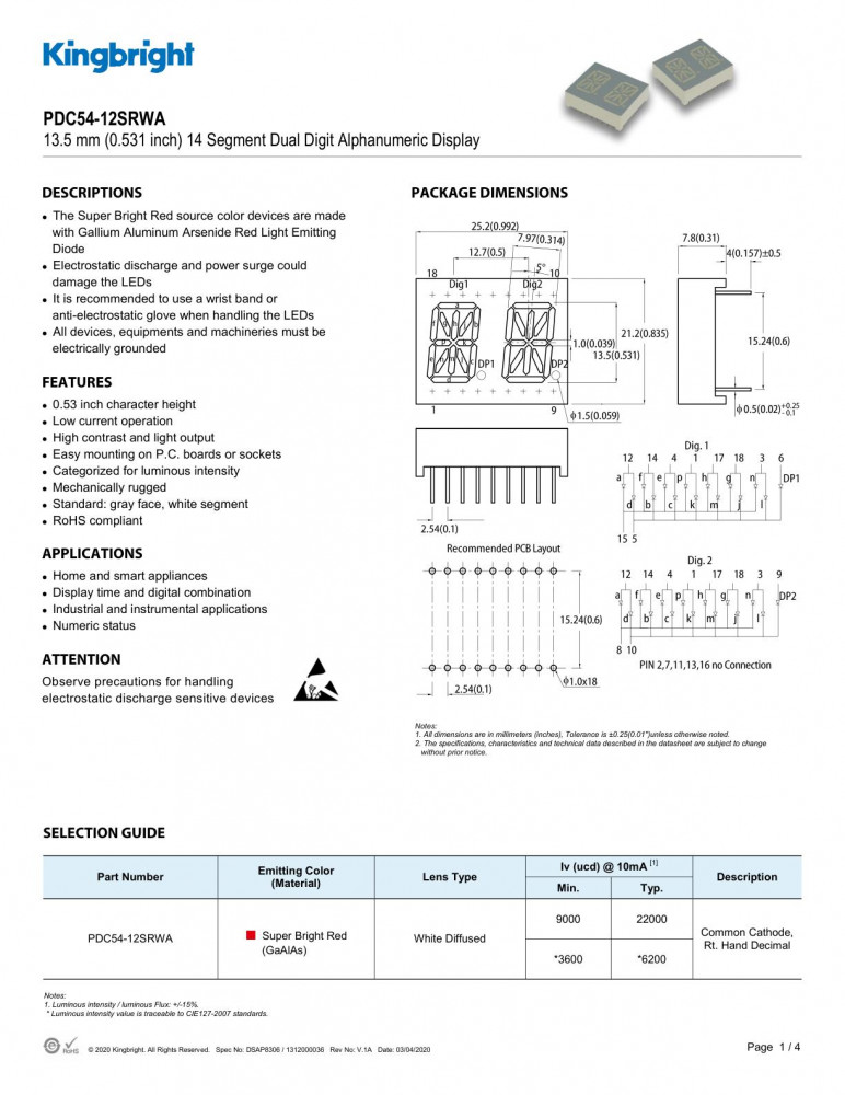 PDC54-12SRWA datasheet page 1