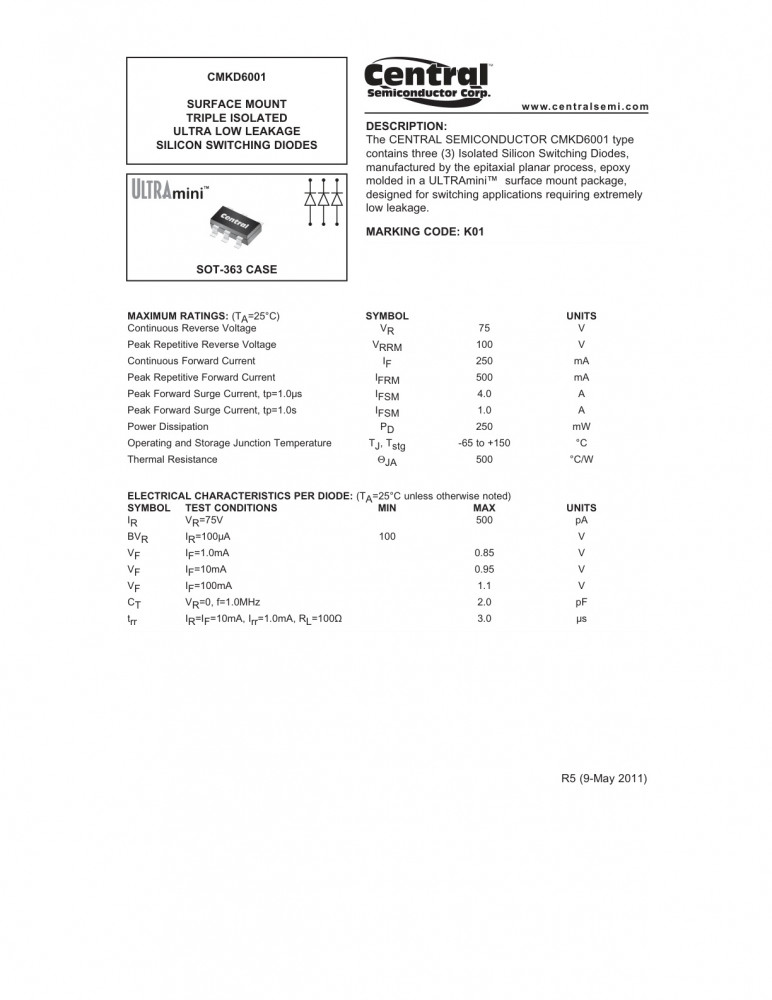 CMKD6001 datasheet page 1