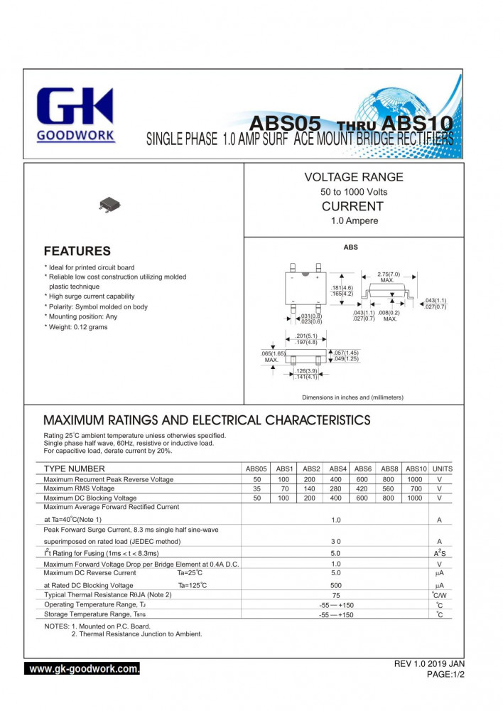 GOODWORK ABS10 datasheet page 1