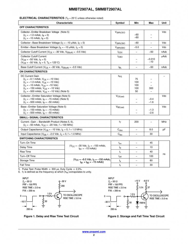 MMBT2907ALT1G datasheet page 2