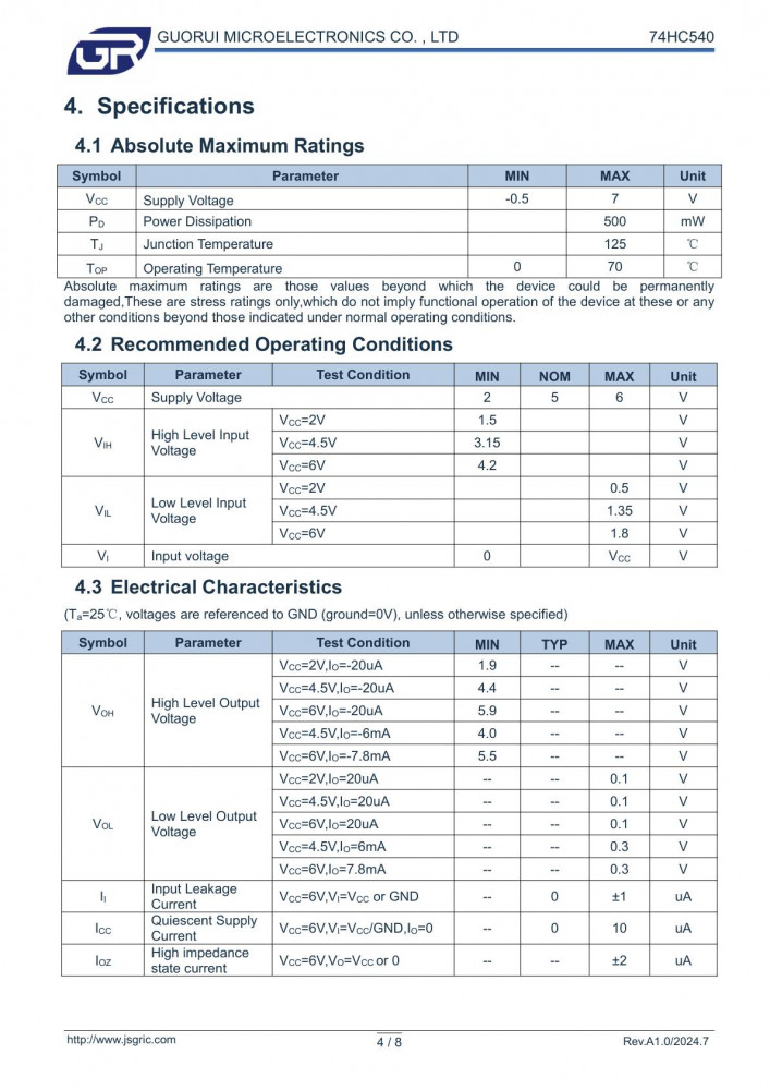 74HC540 datasheet page 4