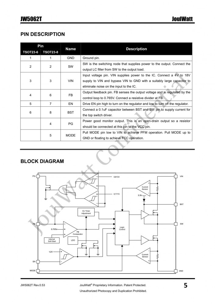 JW5062T datasheet page 5