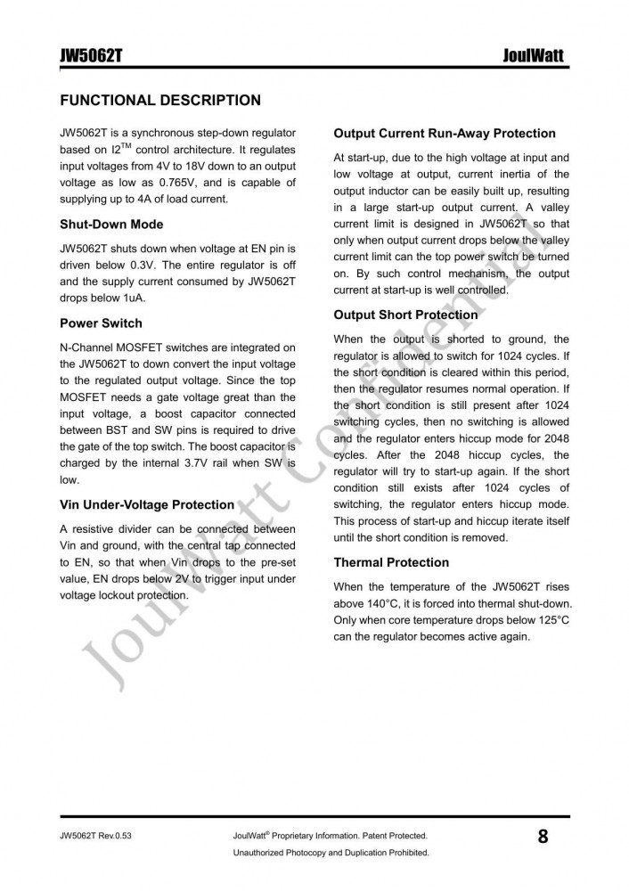 JW5062T datasheet page 8