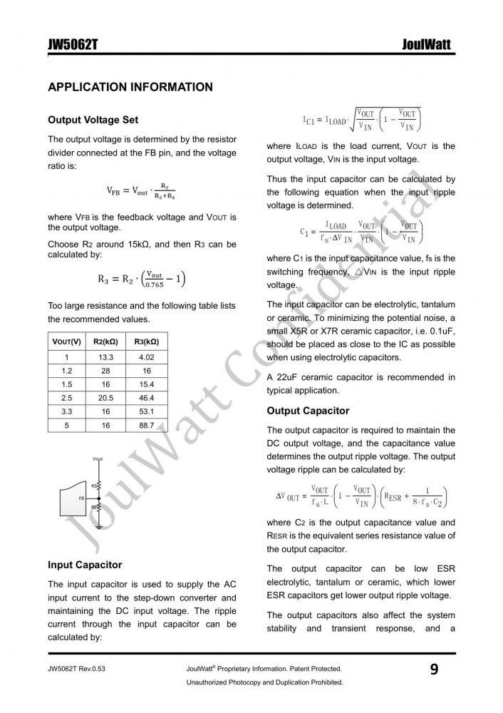 JW5062T datasheet page 9
