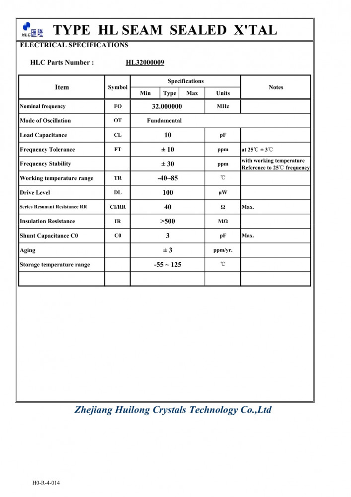 HL32000009 specification page 2