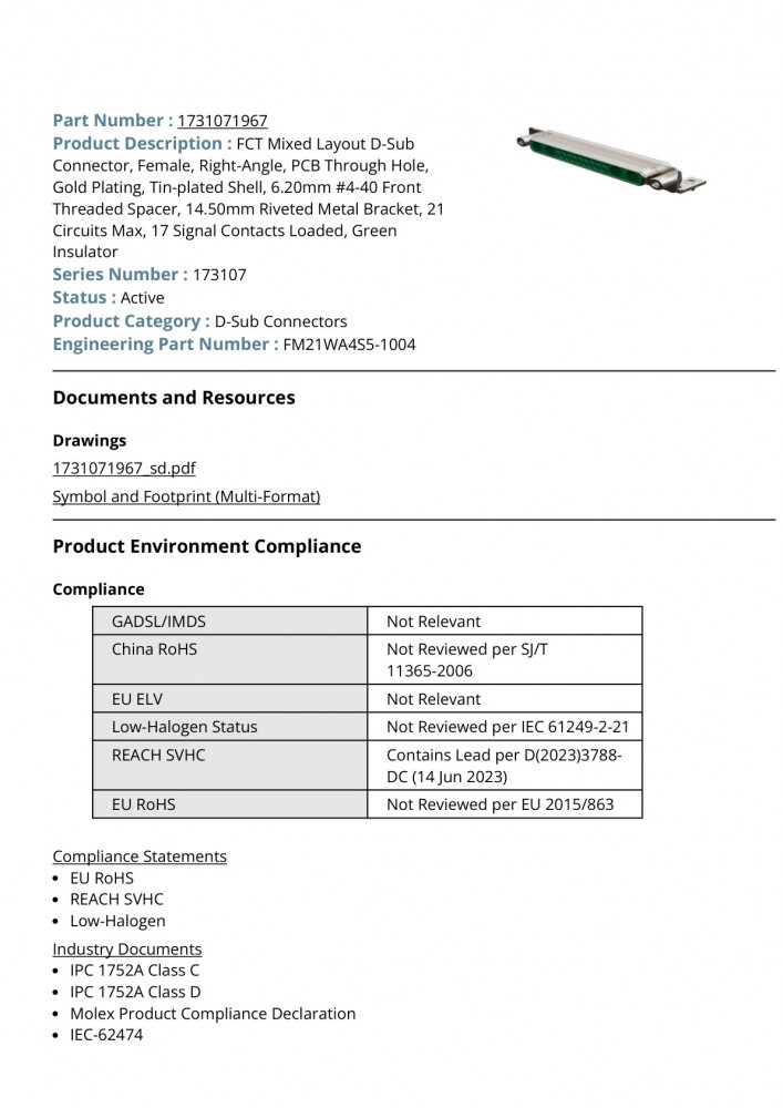 MOLEX 1731071967 drawing preview, page 1