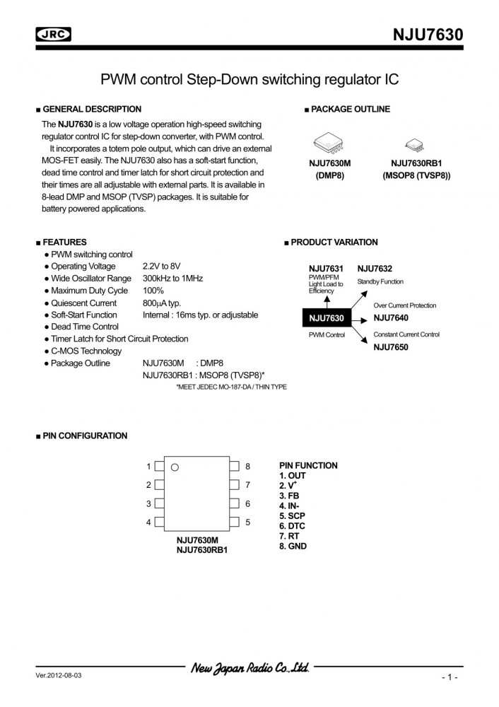 NJU7630 datasheet page 1