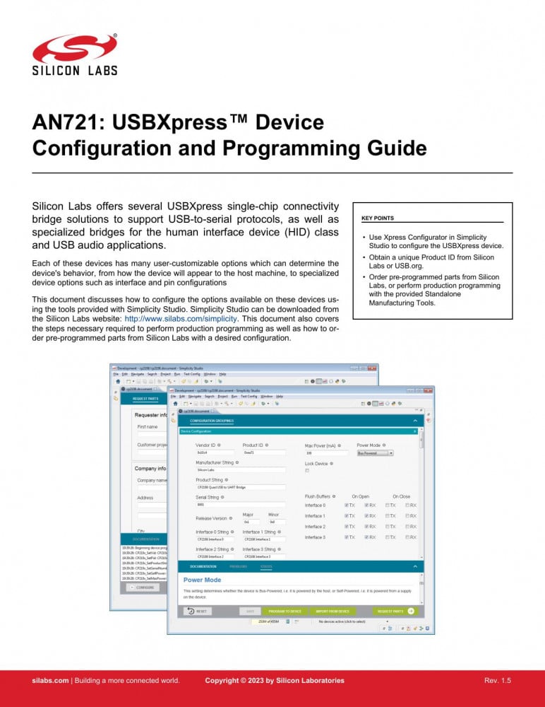CP2130 technical document page 1
