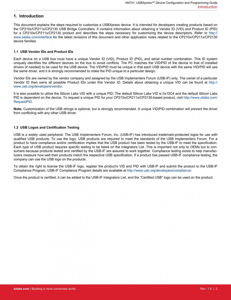 CP2130 technical document page 2