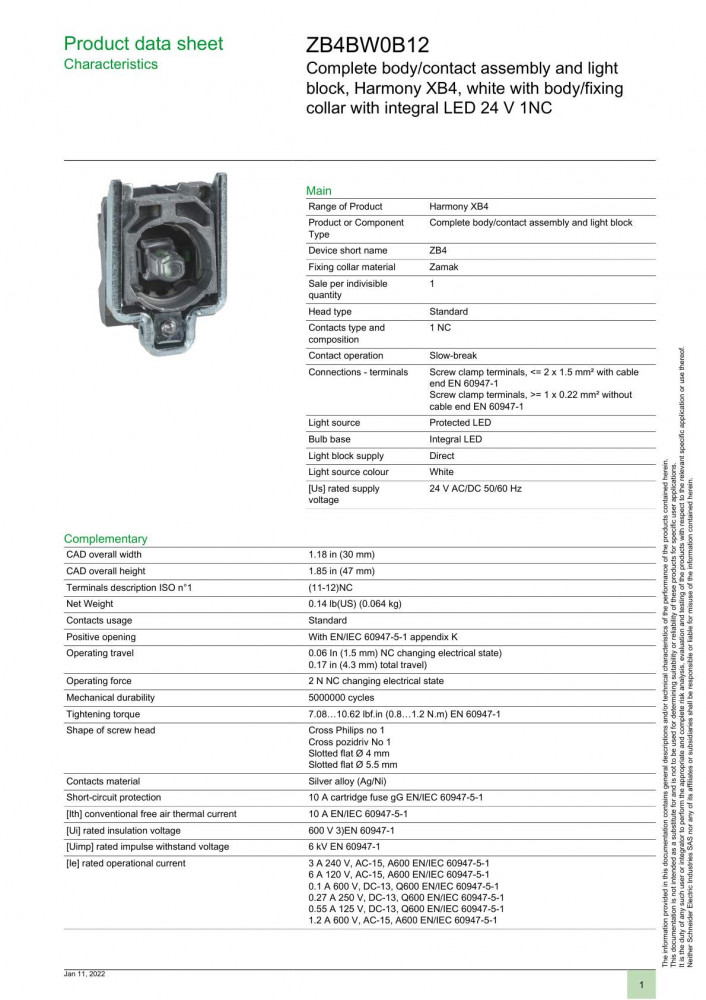 ZB4BW0B12 technical document page 1