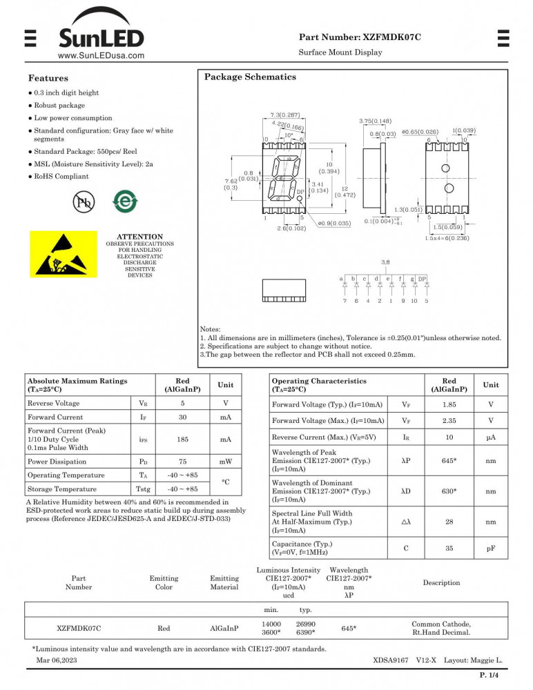 XZFMDK07C datasheet page 1