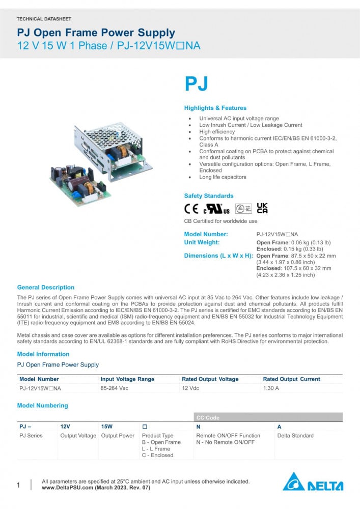 PJ-12V15WBNA datasheet page 1