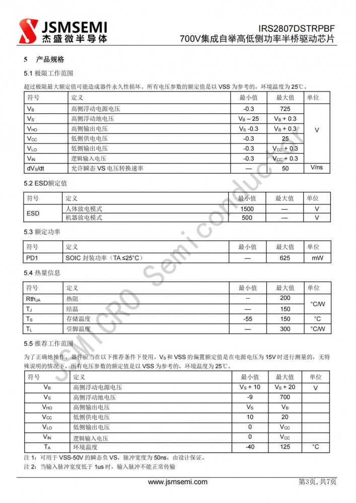 IRS2807DS datasheet page 3