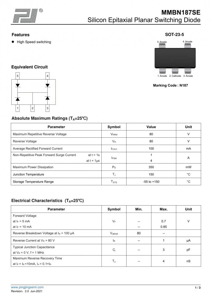MMBN187SE datasheet page 1